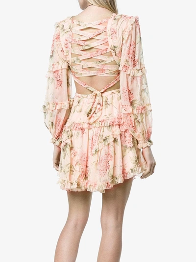 Zimmermann Prima Cutout Ruffled Floral-print Silk-georgette Mini Dress ...