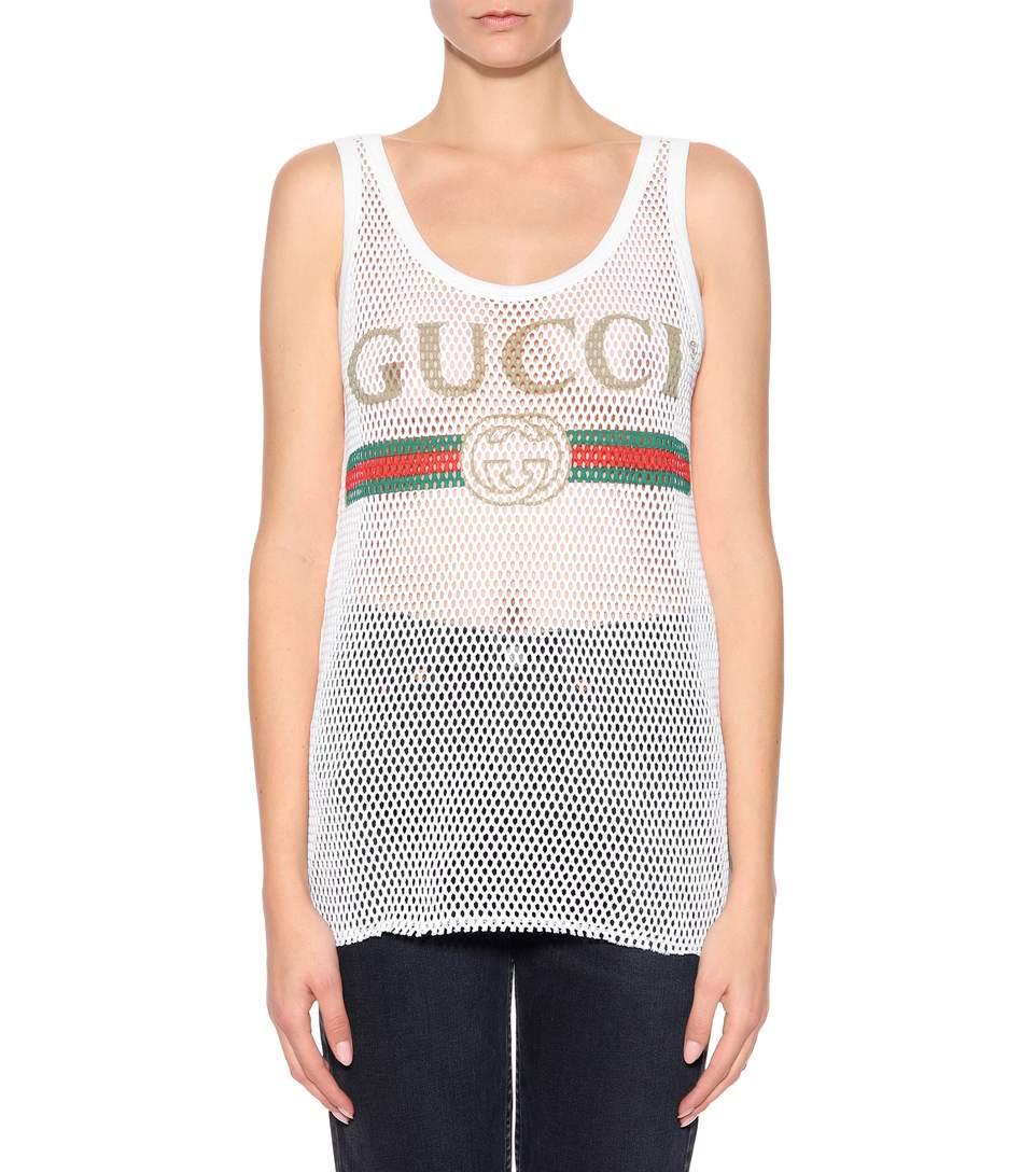 Gucci Mesh Cotton Tank Top | ModeSens
