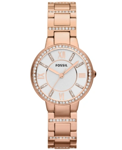 Fossil Women's Virginia Rose Gold-tone Stainless Steel Bracelet Watch ...