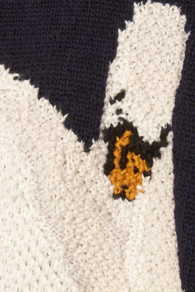 Jw Anderson Intarsia Swan Knitted Sweater In Navy | ModeSens