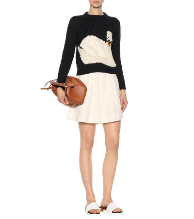 Jw Anderson Intarsia Swan Knitted Sweater In Navy | ModeSens