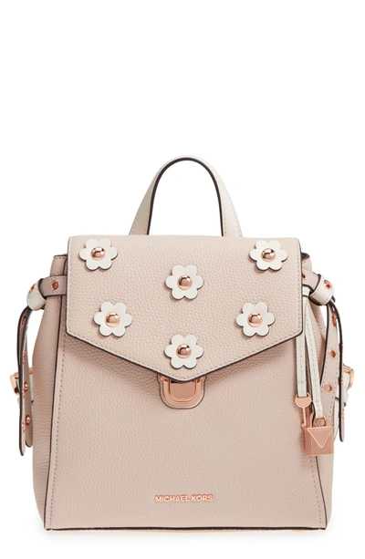Michael Michael Kors Small Flower Embellished Leather Backpack - Pink ...