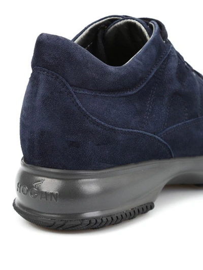 Hogan Dark Blue Suede Interactive Sneakers | ModeSens