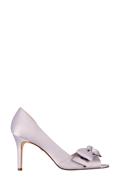 Nina Forbes 2 Bow Peep Toe Dorsay Evening Pumps Womens Shoes In Silver Modesens