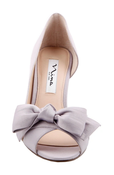 Nina Forbes 2 Bow Peep Toe Dorsay Evening Pumps Womens Shoes In Silver Modesens