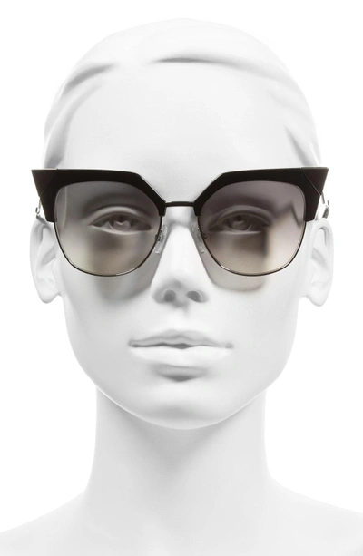 Fendi 54mm Metal Tipped Cat Eye Sunglasses Black Dark Ruthenium