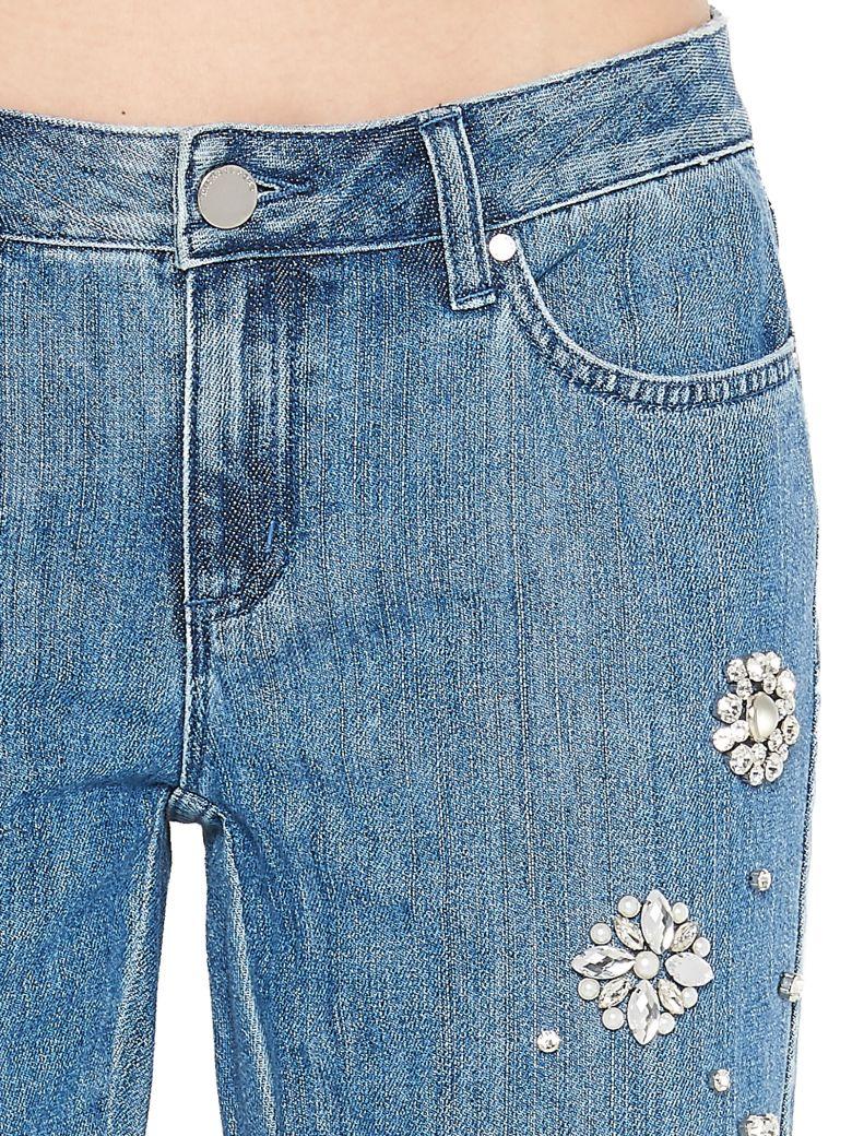Michael Michael Kors Rhinestone Embellished Jeans In Light Indigo In ...