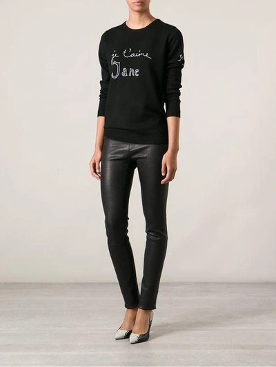 Bella Freud Je T'aime Jane Embroidered Wool Sweater In Black | ModeSens