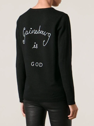 Bella Freud Je T'aime Jane Embroidered Wool Sweater In Black | ModeSens
