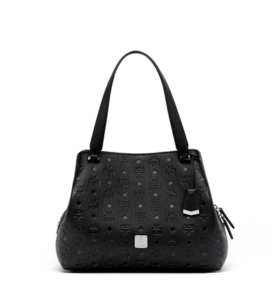 Mcm Signature Monogrammed Leather Handbag - Black In Bk | ModeSens