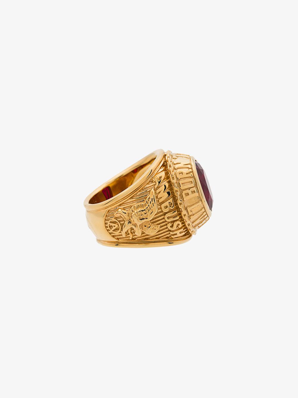 Ambush Gold Class Ring With Faux Ruby In Metallic | ModeSens