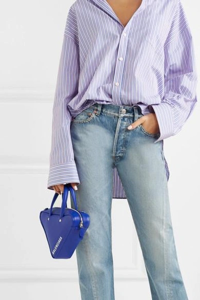 Balenciaga Triangle Duffle Printed Leather Tote In Royal Blue | ModeSens