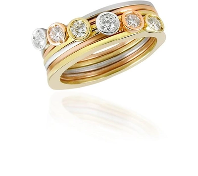 Torrini Rings Bezel-set Diamond Three-tone 18k Gold Stackable Ring ...