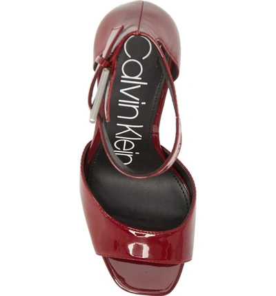 Calvin Klein Marinda Halo Strap Sandal In Red Rock Leather ModeSens