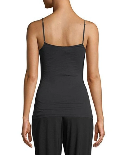 Hanro Cotton Seamless V-neck Spaghetti Camisole In Black | ModeSens