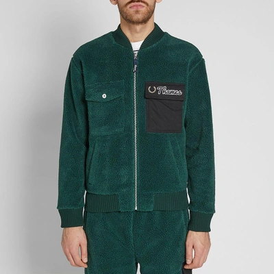 Fred Perry X Thames Heavy Fleece Bomber Jacket In Green | ModeSens
