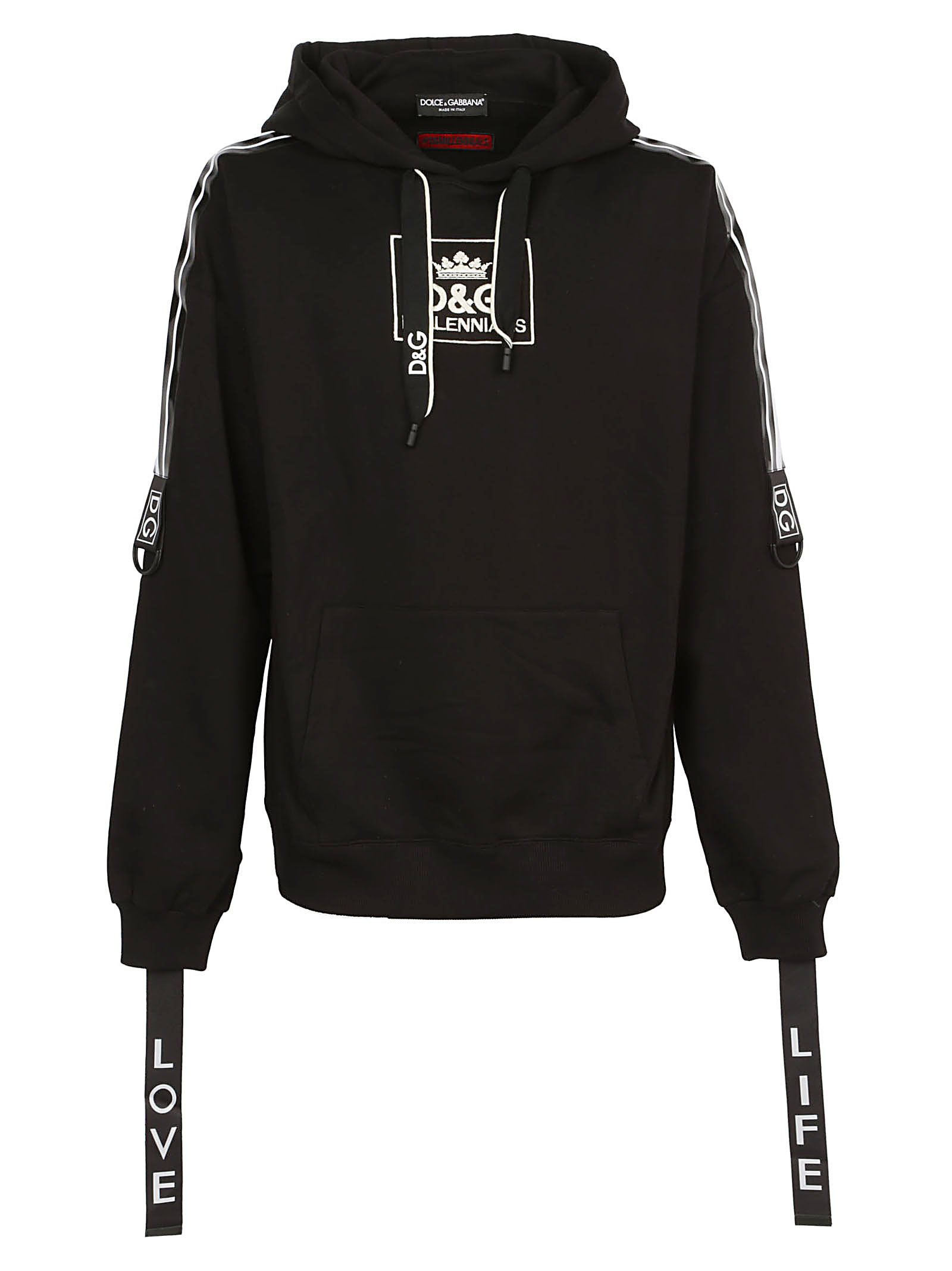 Dolce And Gabbana Logo Hoodie In Black Modesens
