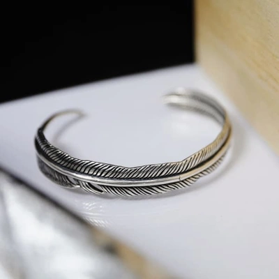Serge Denimes Silver Feather Bangle | ModeSens