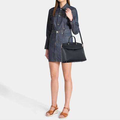 Furla | My Piper Medium Top Handle Bag In Black Calfskin In Red | ModeSens