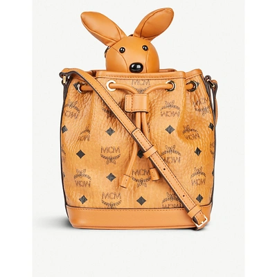 Mcm Rabbit Drawstring Coated Canvas Cross-body Bag In Cognac | ModeSens