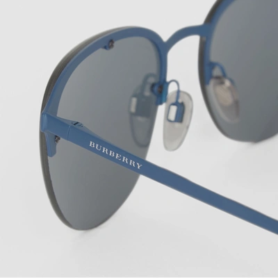 Burberry Round Frame Sunglasses In Blue | ModeSens