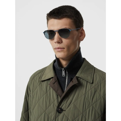 Burberry Round Frame Sunglasses In Blue | ModeSens