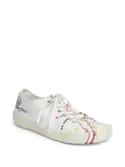 Maison Margiela Tabby Paint-splattered Sneakers In White Multi | ModeSens