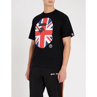A Bathing Ape Union Jack Logo-print Cotton-jersey T-shirt In Black ...