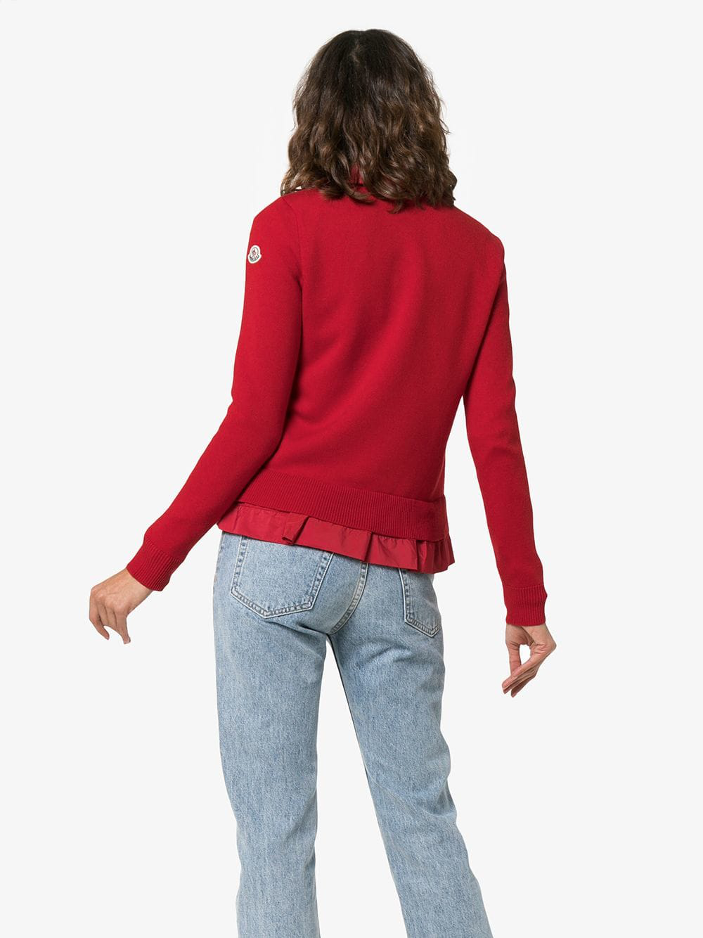 Moncler Scarf Detail Padded Puffer Sweater In Red | ModeSens