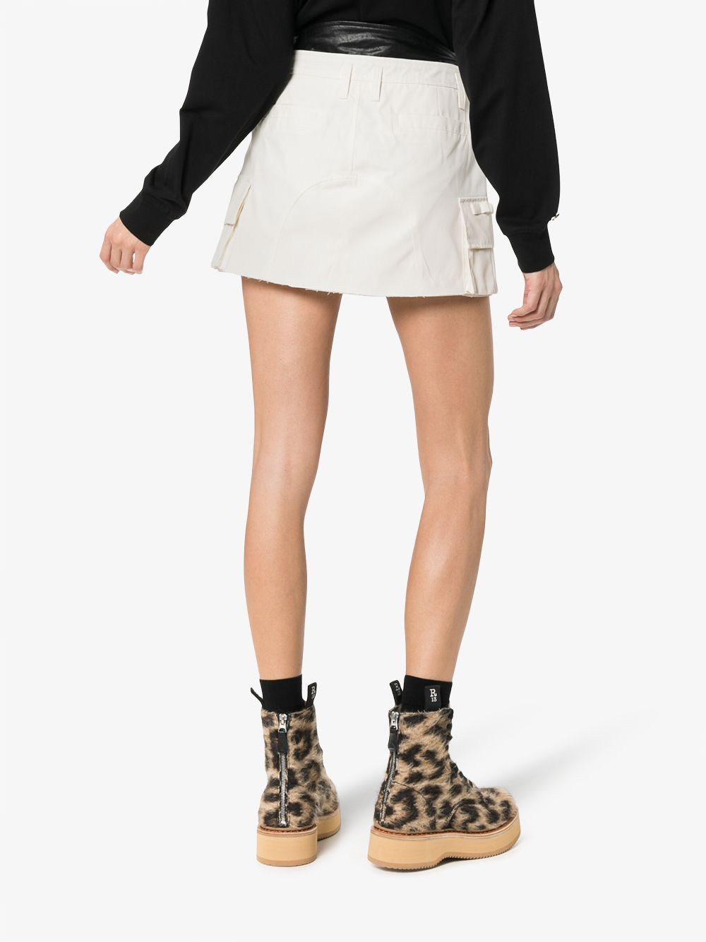 We11 Done We11done Utility Side Pocket Cotton Blend Mini Skirt In White ...