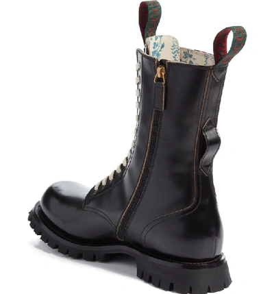 Gucci Men's Black Leather Boots With Web | ModeSens