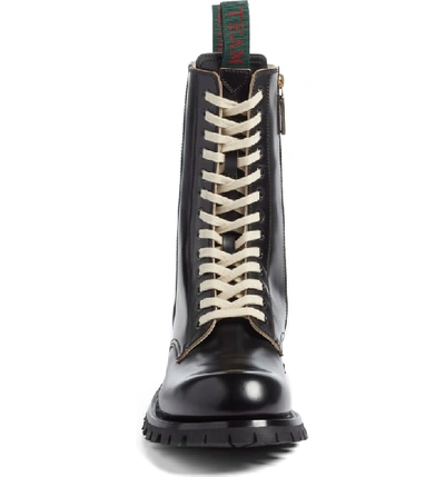 Gucci Men's Black Leather Boots With Web | ModeSens