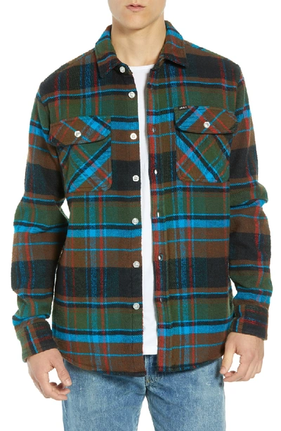Obey Homebound Heavy Plaid Flannel Shirt Jacket In Black Forrest Multi ...