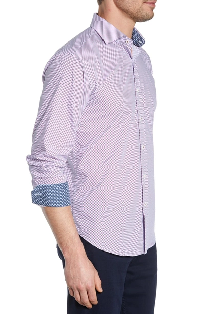 Bugatchi Shaped Fit Print Sport Shirt In Magenta | ModeSens