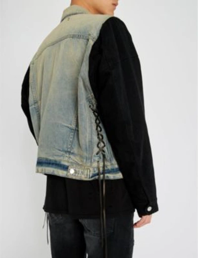 Amiri Two-tone Denim Trucker Jacket In Dirty Indigo Black | ModeSens