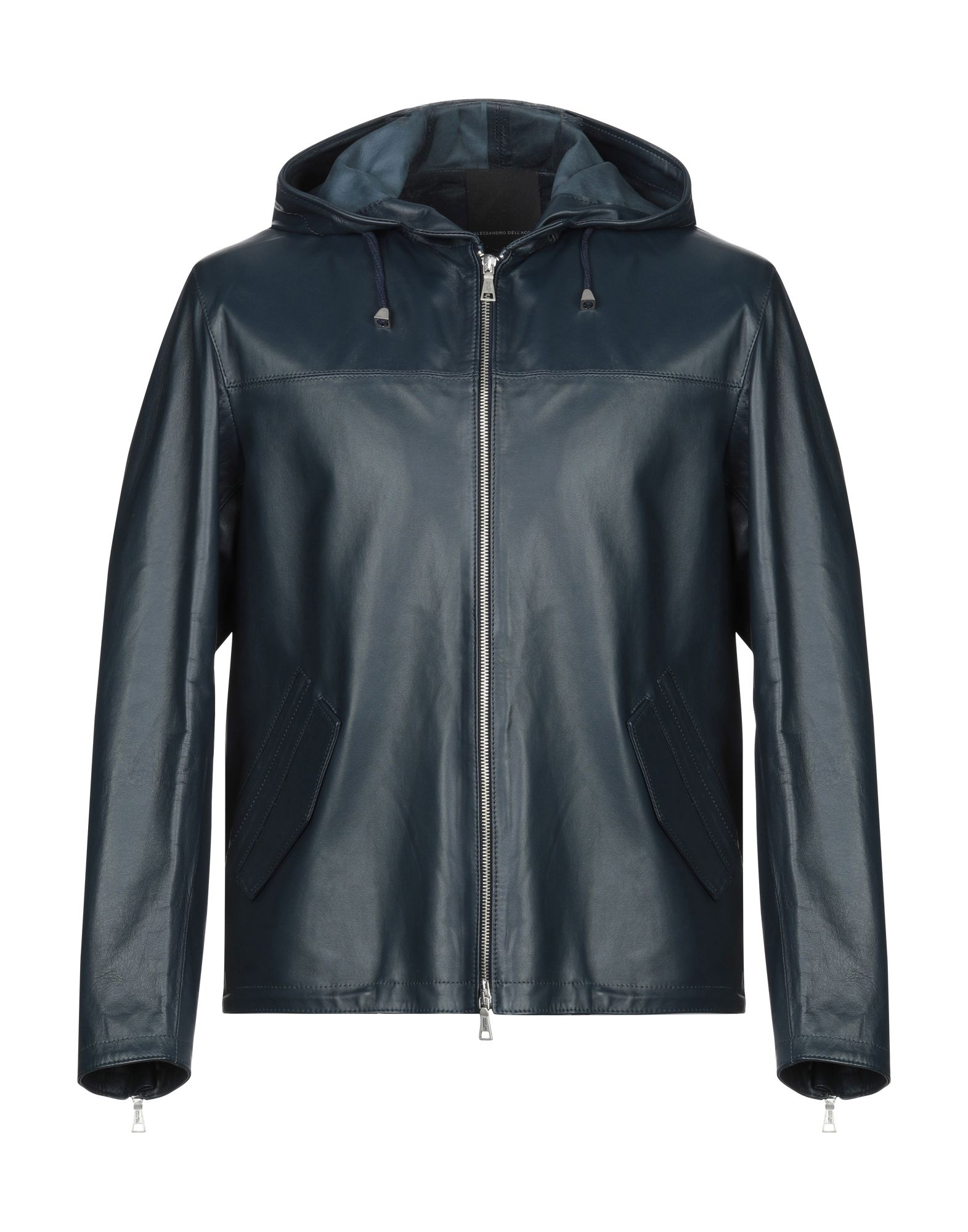 Alessandro Dell'acqua Leather Jacket In Dark Blue | ModeSens
