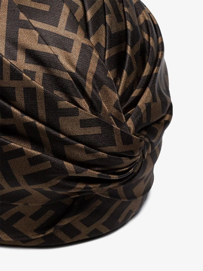 Fendi Logo Silk Turban In Brown | ModeSens