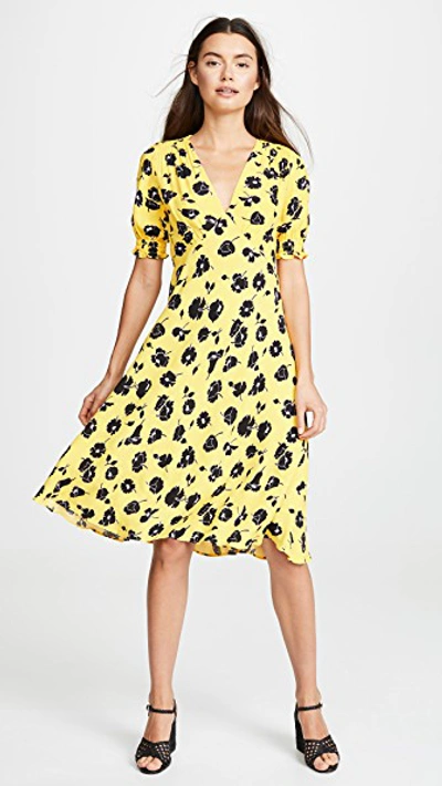 Diane Von Furstenberg Jemma V-neck Floral-print Midi Dress In Yellow ...