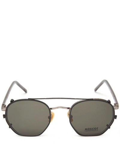 Moscot Lieb Clip Hexagonal Sunglasses In Matte Pewter Dark Grey | ModeSens