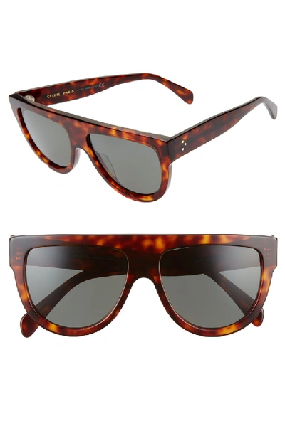 Celine Unisex Polarized Flat Top Aviator Sunglasses 58mm In Red Havana Green ModeSens