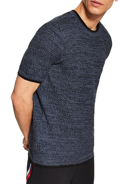 Topman Twist Textured Crew Sweater In Navy Blue | ModeSens