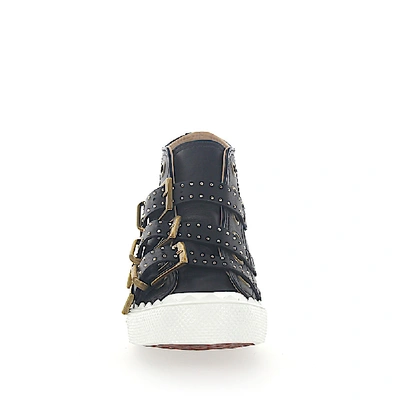 Chloé Sneakers Susanna High Leather Black Rivets Gold Floral | ModeSens