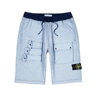 Stone Island Light Blue Coated Cotton Shorts | ModeSens