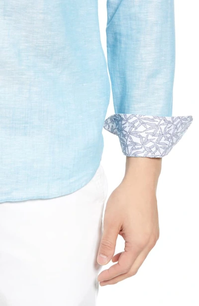 Ted Baker Emuu Slim Fit Linen Shirt In Turquoise | ModeSens