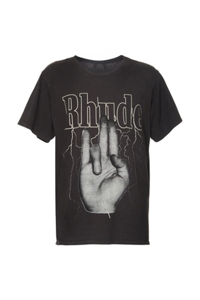 Rhude Logo-print Cotton-jersey Graphic T-shirt In Black | ModeSens