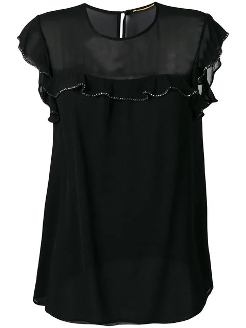 Saint Laurent Crystal Embellished Blouse In 1000 Modesens