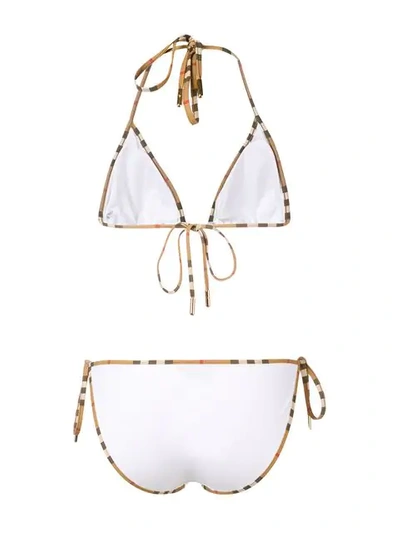Burberry Vintage Check Trim Triangle Bikini In White | ModeSens