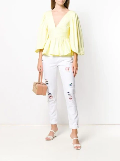 Michael Michael Kors Rainbow Sequined High rise Slim leg Jeans In White ModeSens