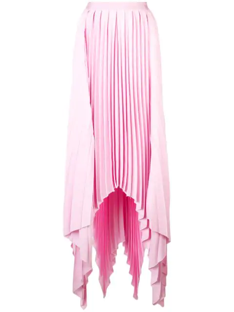 Khaite Charlotte Pleated Asymmetric Satin Midi Skirt In Pink | ModeSens Khaite Charlotte Pleated Asymmetric Satin Midi Skirt In Pink | ModeSens
