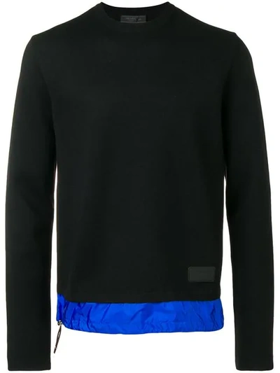 Prada Contrasting Hem Knitted Sweatshirt In Blue | ModeSens
